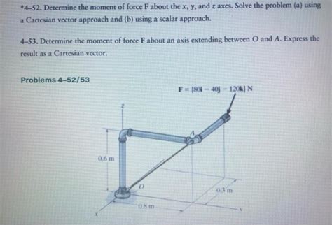 Solved 4 52 Determine The Moment Of Force F About The X