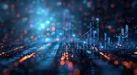 Abstract Digital Cityscape With Upward Trending Graphs And Data Stock Image Image Of Design