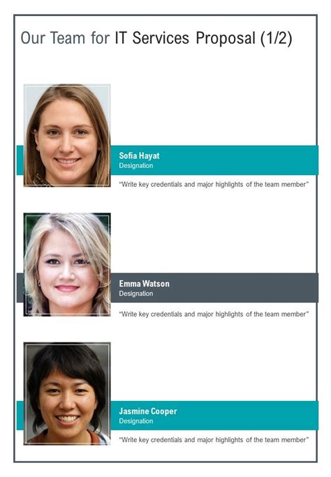 Our Team For It Services Proposal One Pager Sample Example Document Presentation Graphics