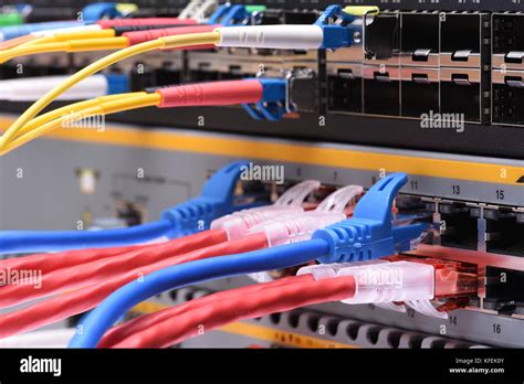 Fiber Optic And Network Patch Cord Cables In Data Center Stock Photo Alamy
