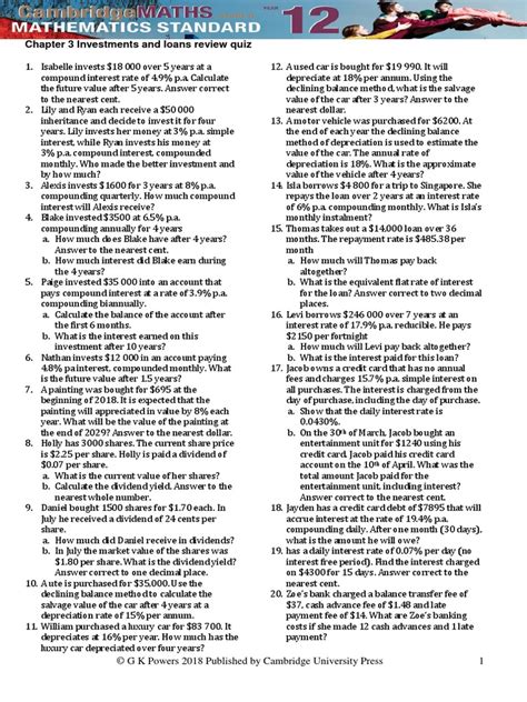 Chapter 3 Review Quiz Pdf Interest Credit