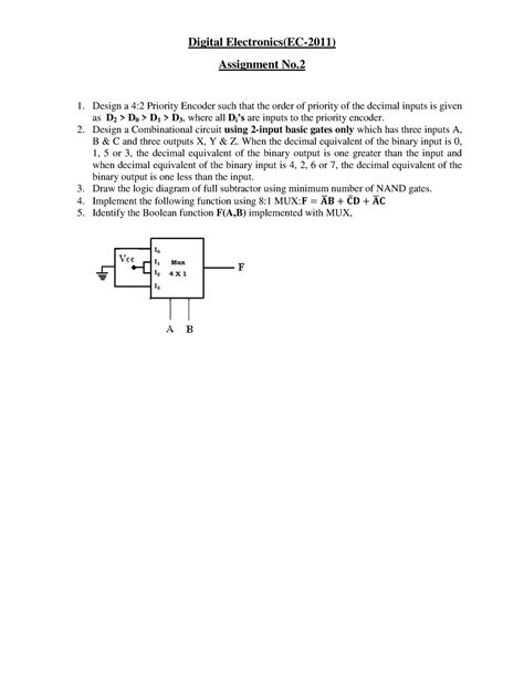 Assignment 2 Digital Electronicsec 2011 Assignment No Design A 42 Priority Encoder Such