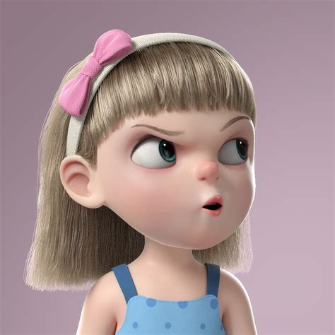 3d Cartoon Girl Rigged Turbosquid 1317956