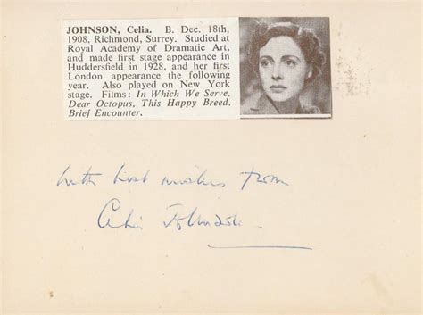 Sold Price Celia Johnson Signed 5x3 Album Page Johnson Dbe 18 December 1908 26 April 1982