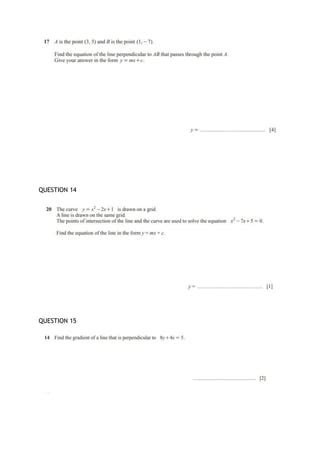 IGCSE COORDINATE GEOMETRY PRACTICE QUESTIONS Pdf
