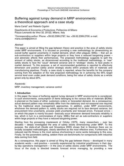 Buffering Against Lumpy Demand Pdf Inventory Forecasting