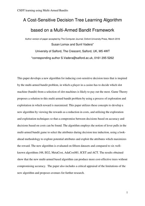 Pdf A Cost Sensitive Decision Tree Learning Algorithm Based On A