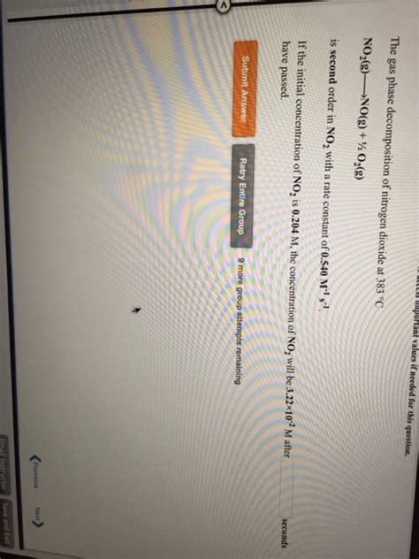 Solved The Gas Phase Decomposition Of Nitrogen Dioxide At