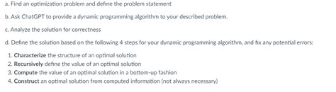 Solved A ﻿find An Optimization Problem And Define The