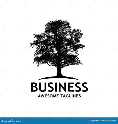 Tree Silhouette Vector Logo Stock Vector Illustration Of Black Outdoor