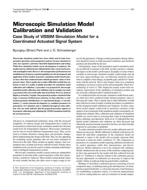 pdf microscopic simulation model calibration and validation case