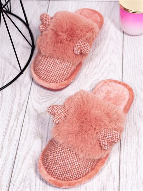 Персикові закриті капці з вушками — цена 360 грн в каталоге Тапочки Купить женские вещи по