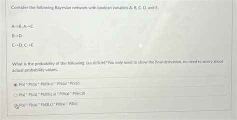 Solved Consider The Following Bayesian Network With Boolean