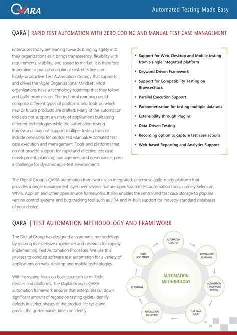 Qara Test Brochure Rapid Test Automation With Zero Coding And Manual
