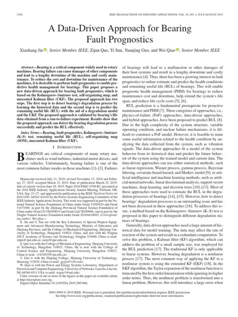 Adata Drivenapproachforbearingfaultprognostics Pdf Statistical Theory Applied