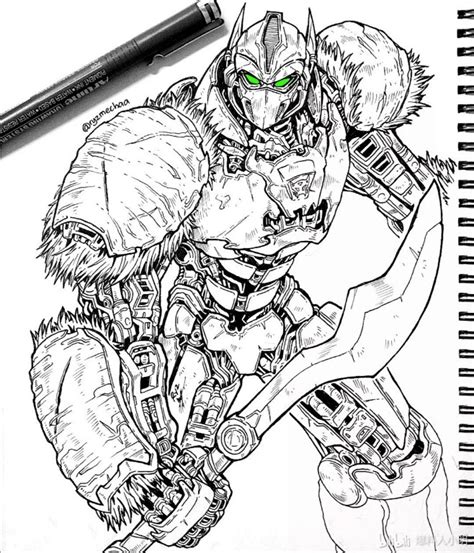 来自ryzmechaa绘画的变形金刚超能勇士崛起 猩猩队长、黄豹、飞箭；分享如圖右下角。