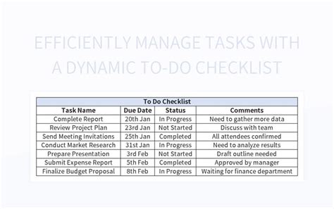 Efficiently Manage Tasks With A Dynamic To Do Checklist Excel Template