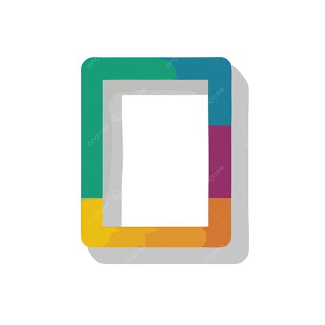 예술가가 다채로운 비스듬한 사각형 프레임을 렌더링한 것 벡터 흰색 배경에 총계의 단순한 다채로운 아이콘 그림자 없음 작은 프레임 중앙 Png 일러스트 및 벡터 에