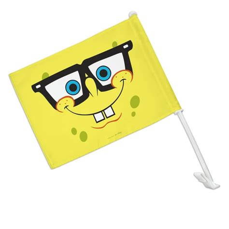 Spongebob Nerd Face Car Truck Flag With Window Clip On Pole Holder