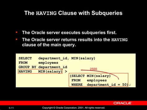 Subqueries Oracle Database Ppt