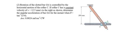 Solved 2 Rotation Of The Slotted Bar Oa Is Controlled By