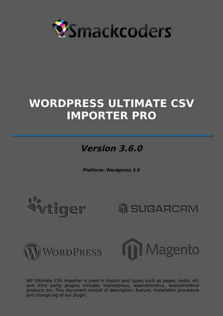 Wordpress Ultimate Csv Importer Pro Plugin Manual Pdf