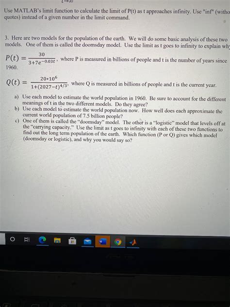 Solved Use MATLAB S Limit Function To Calculate The Limit Of Chegg
