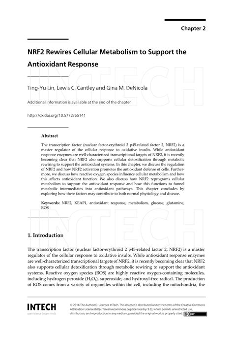 Pdf Nrf2 Rewires Cellular Metabolism To Support The Antioxidant Response