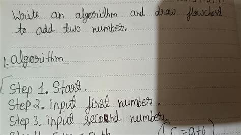 Write An Algorithm And Draw Flowchart To Add Two Number Problem