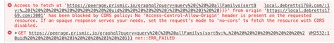 graphql cors issue with fetch client side developing with prismic prismic people