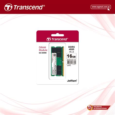 Transcend Jm4800ase 16g 16gb Jm Ddr5 4800 So Dimm 1rx8 2gx8 Cl40 1 1v Nagmani