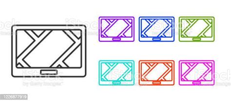 흰색 배경에 격리된 지도 아이콘이있는 검은 선 Gps 장치 다채로운 아이콘을 설정합니다 벡터 일러스트레이션 거리에 대한 스톡 벡터 아트 및 기타 이미지 Istock