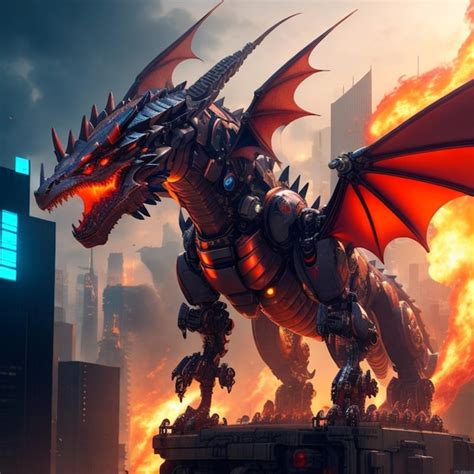 Premium Photo Robotic Dragon In Fantasy World