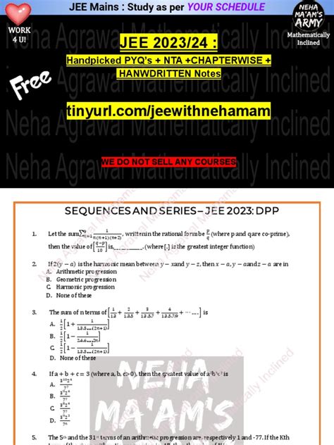 Sequence And Series Dpp Pdf Mathematics Mathematical Analysis