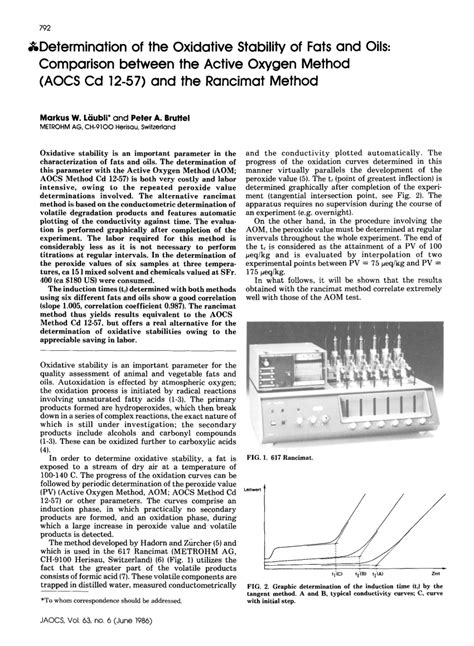 (PDF) Determination of the Oxidative Stability of Fats and Oils: Comparison between the Active ...