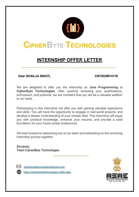 Shailja Swati On Linkedin Internship Cypherbytetechnologies