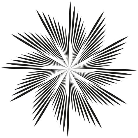 Radiating Star Shape Sharp Dynamic Burst Abstract Line Explosion Vector Black Contour Stock