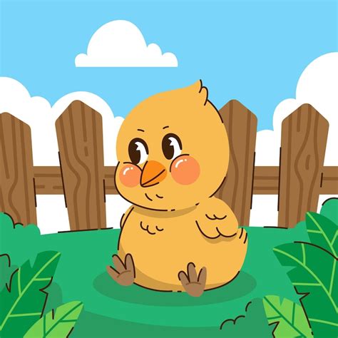 손으로 그린 만화 병아리 그림 무료 벡터