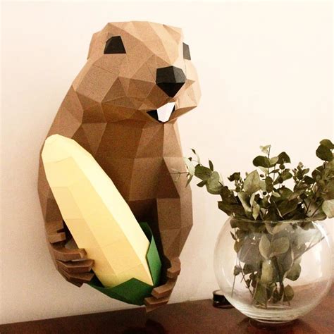 Gopher Low Poly Wall Papercraft Paper Sculpture Low Poly Pdf Template