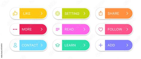 click here web buttons set of action button like more contact setting