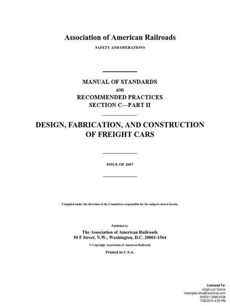 Aar C2 Design Fabrication And Construction Of Freight Cars 2007
