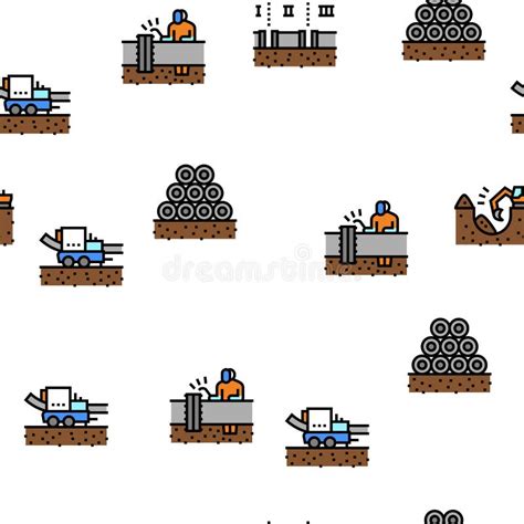 Pipeline Construction Vector Seamless Pattern Stock Vector