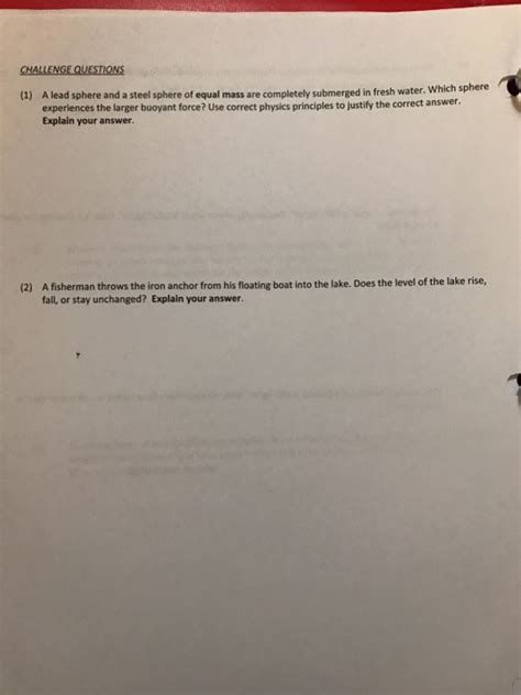 Solved S Exercises About Floating Objects Aj An Object Chegg