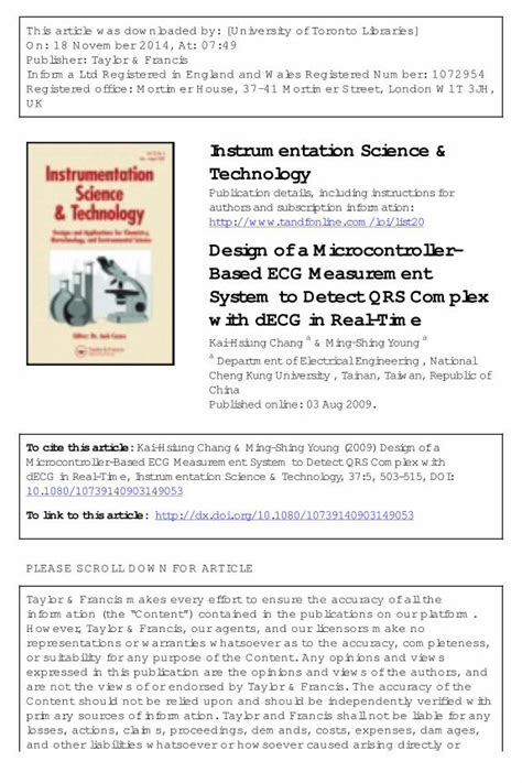 pdf design of a microcontroller based ecg measurement system to