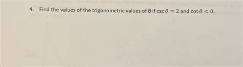 Solved Find the values of the trigonometric values of θ Chegg