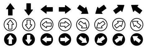 Directional Arrow Icons Set Navigation And Movement Symbols 69152525