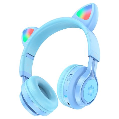Накладные беспроводные наушники Hoco W39 Cat ear Blue купить в интернет ...