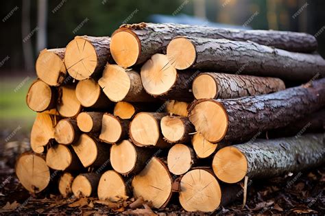 Premium Photo A Stack Of Logs Stacked Together