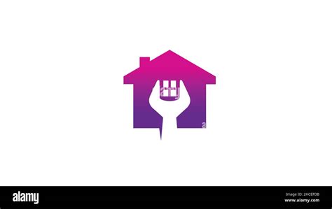 Creative House Wrench Spanner Logo Vector Design Stock Vector Image