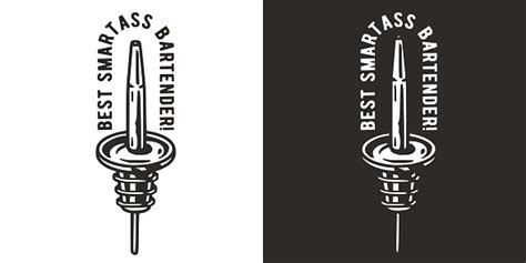 바텐딩용 칵테일 푸어러가 있는 바텐더 디자인 바텐더를 위한 병 스파우트 또는 칵테일 바 도구 감초 사탕에 대한 스톡 벡터 아트